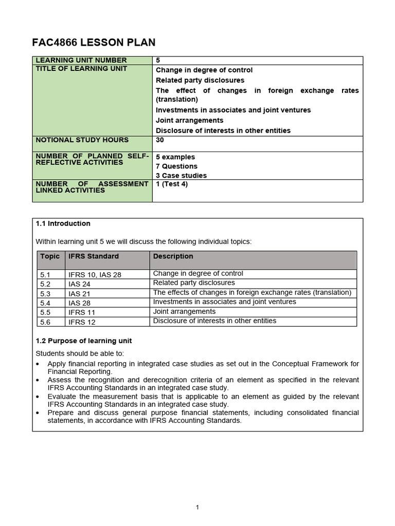 IFRS Learning Unit 5 Overview | PDF | Fair Value | International ...
