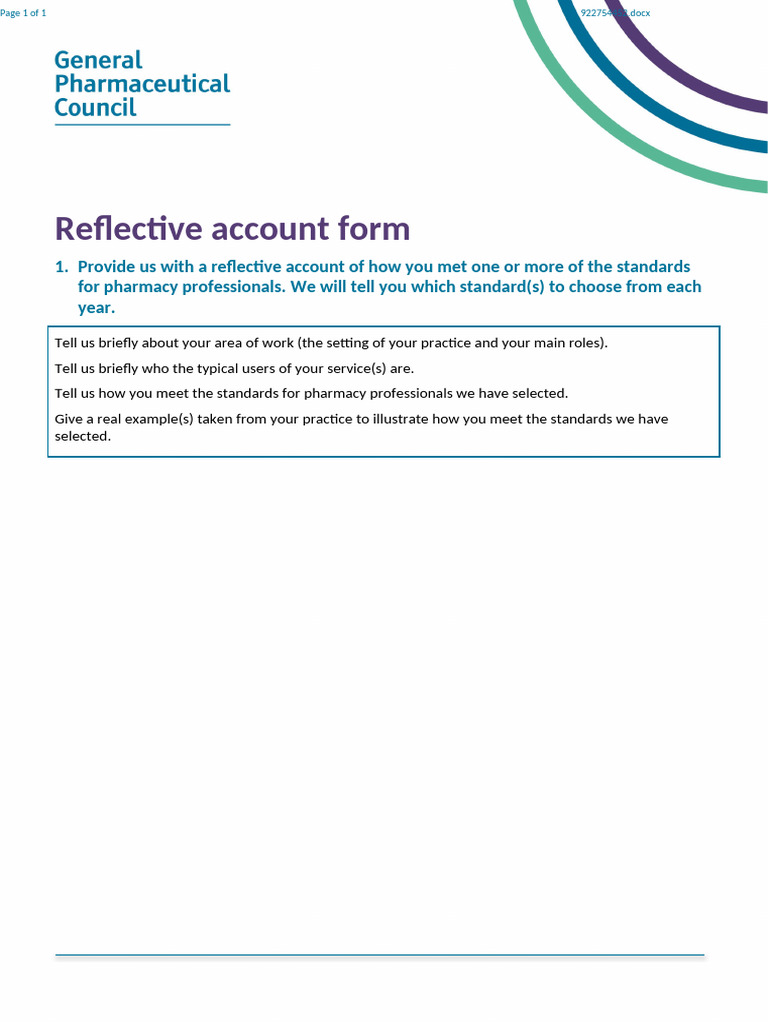 GPHC Reflective Account Guidelines | PDF
