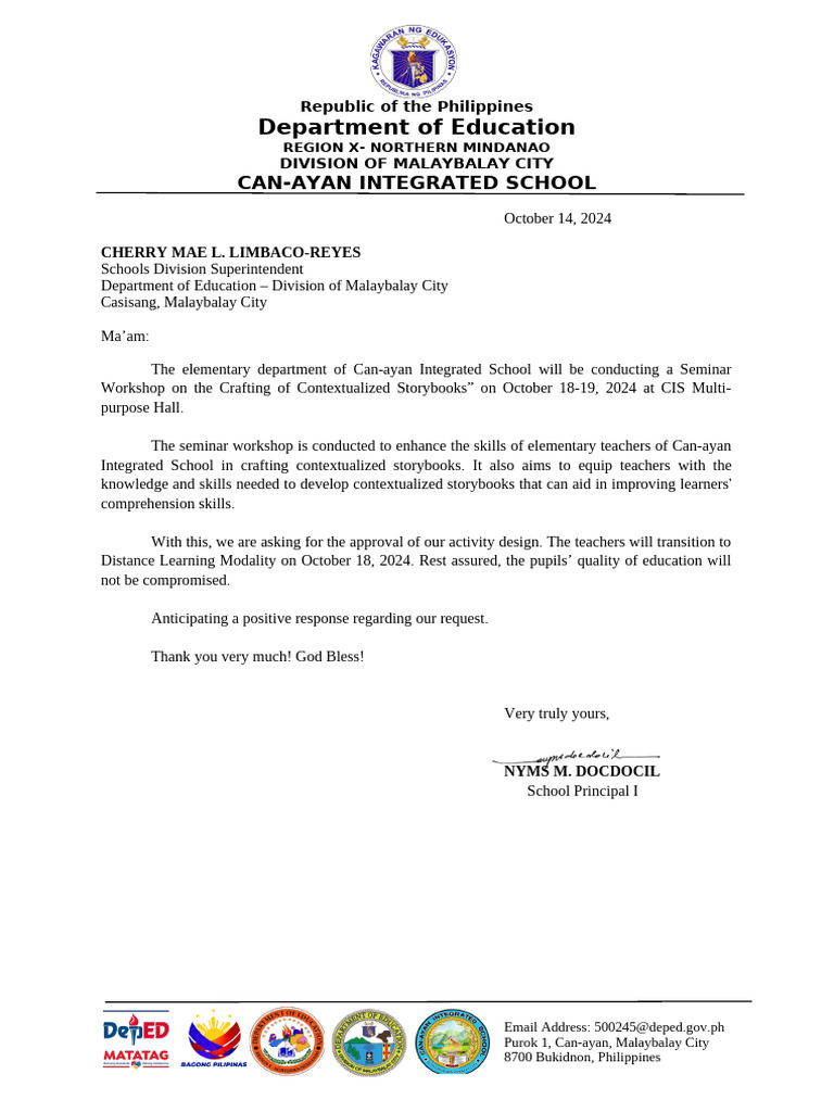 Letter For Distance Learning Modality | PDF
