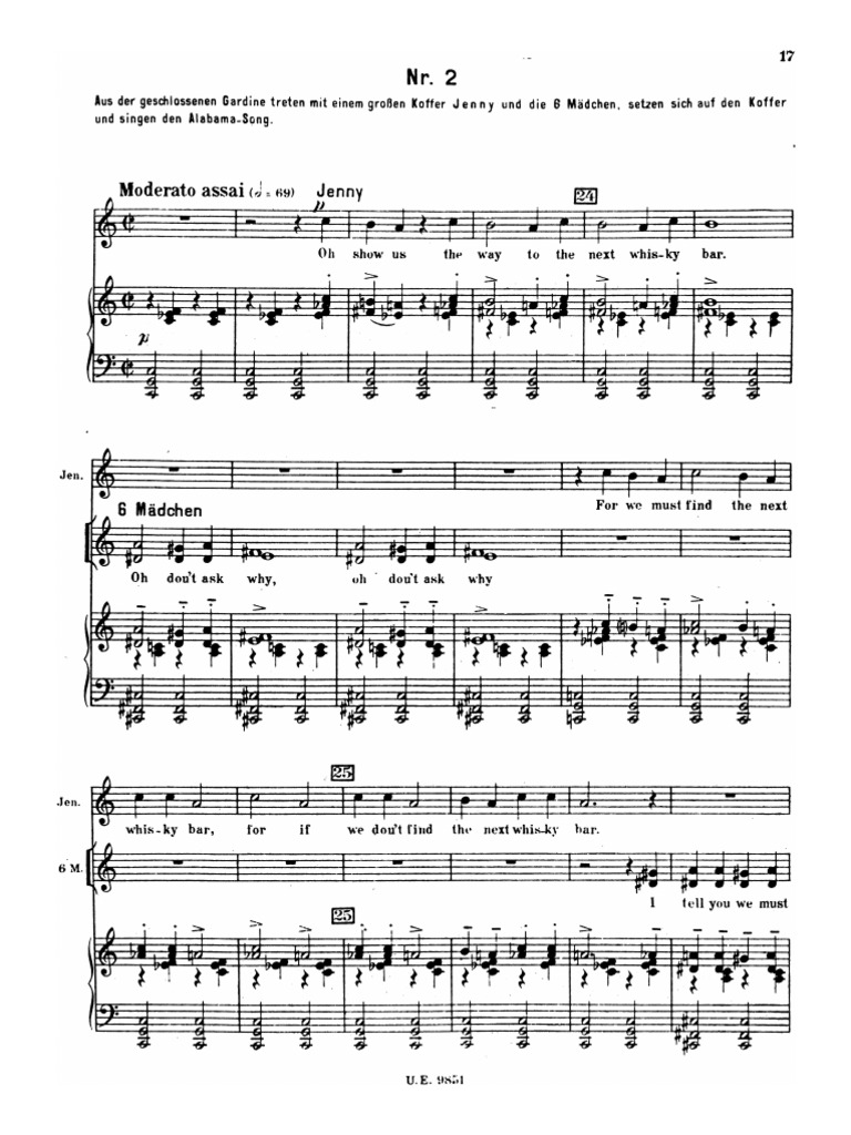 Alabama Song:Weill (0pera) | PDF