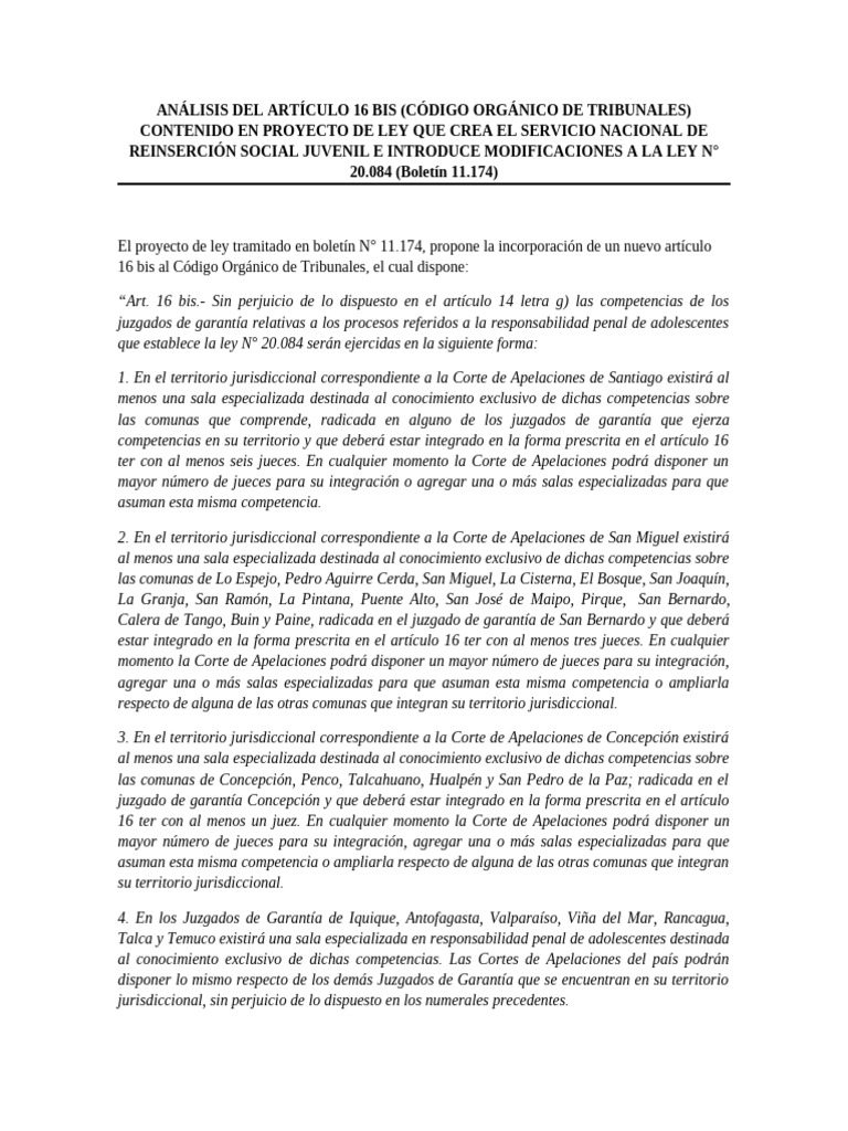 Análisis del Artículo 16 Bis en Ley Juvenil | PDF | Constitución ...