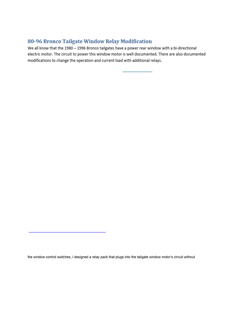 Bronco Tailgate Window Relay Upgrade | PDF | Relay | Switch