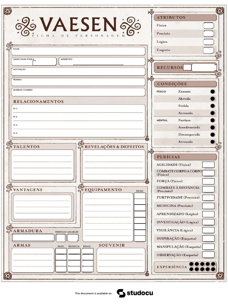 Ficha Vaesen Editavel | PDF