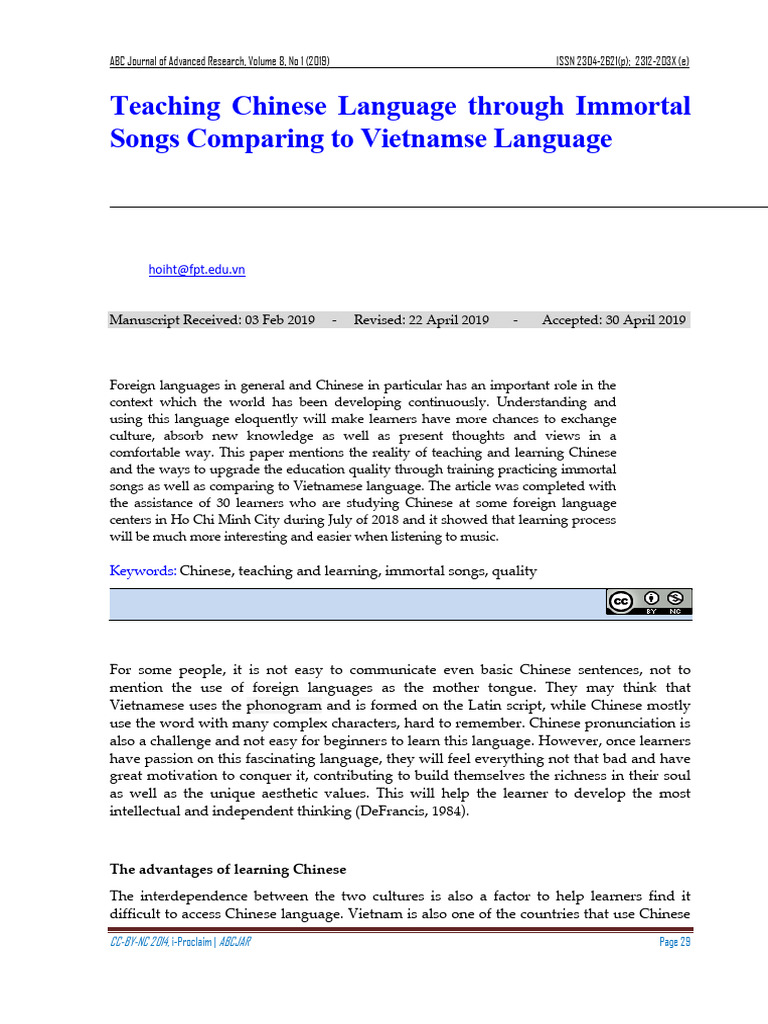 Teaching Chinese Language Through Immortal Songs C | PDF | Learning ...