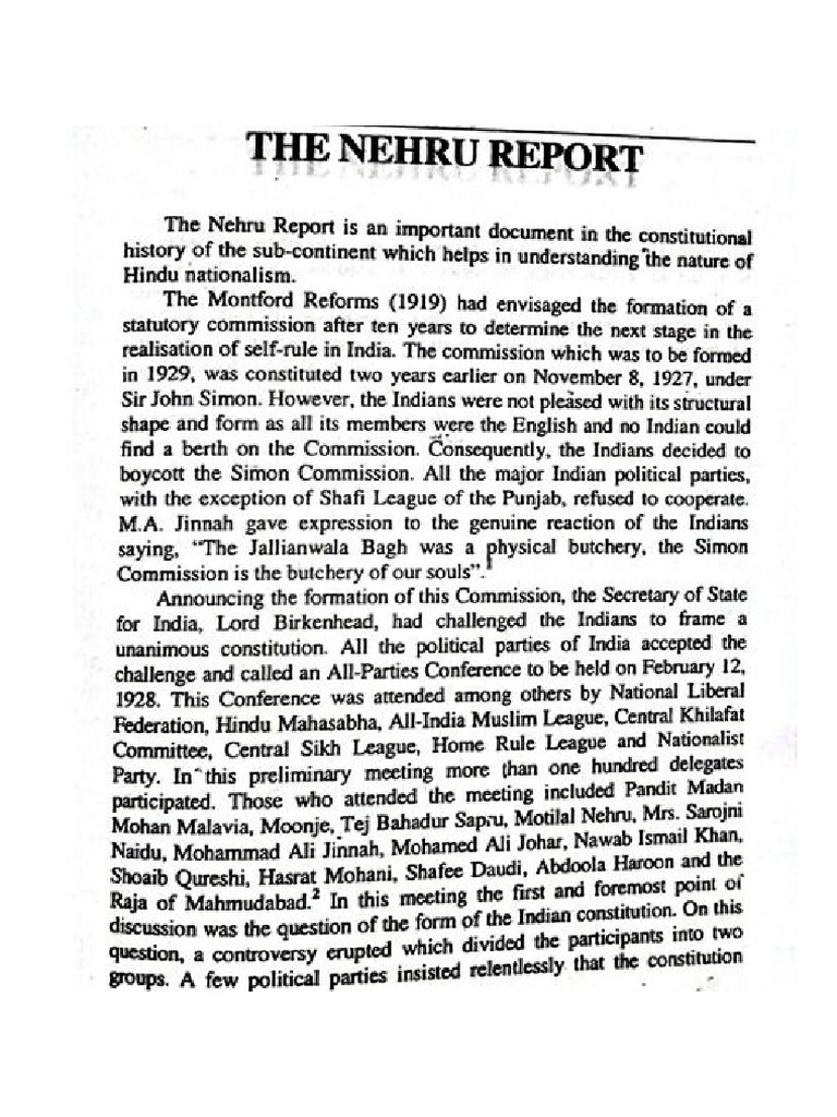 Nehru Report | PDF