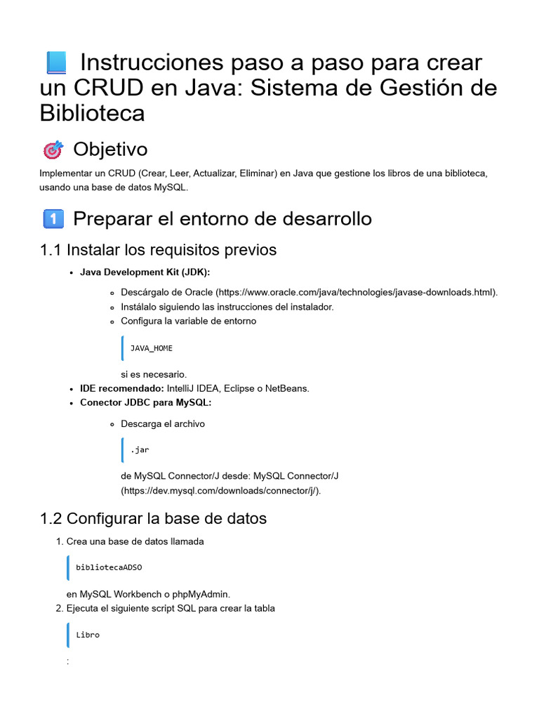 Tutorial CRUD JAVA completo | PDF | Mi sql | Java (lenguaje de programación)