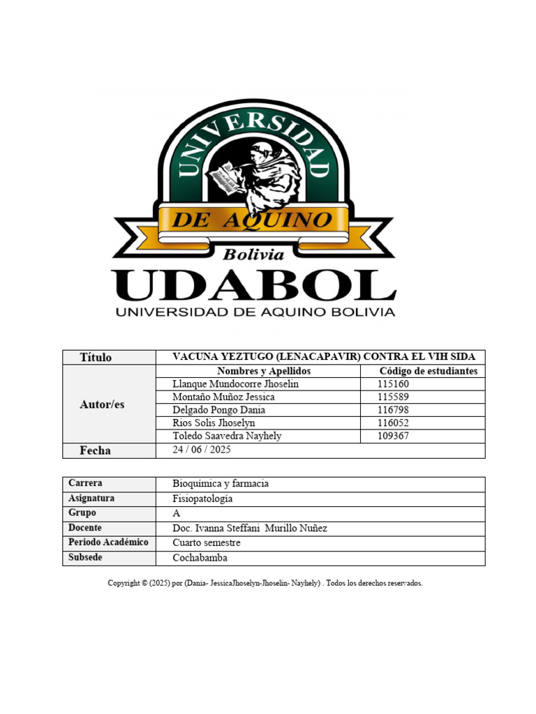 Vacuna Yeztugo (Lenacapavir) Contra El Vih Sida | PDF | VIH | Sistema ...