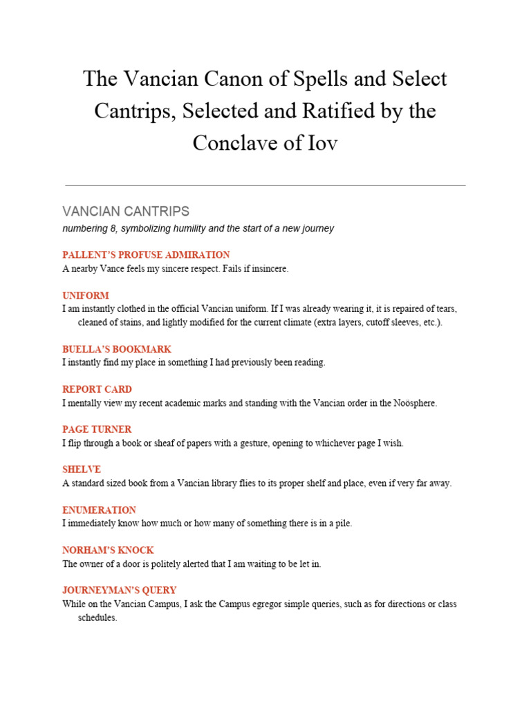 Elevating The Vancian Canon | PDF