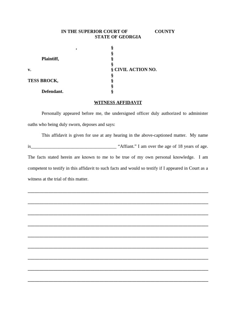 6 Witness Affidavit Blank Pdf Affidavit Public Law