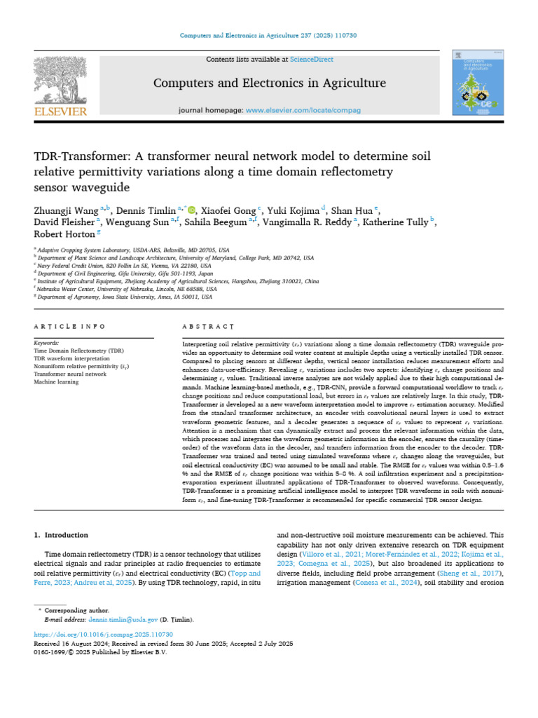 2025 TDR-Transformer a Transformer Neural Network Model to Determine ...