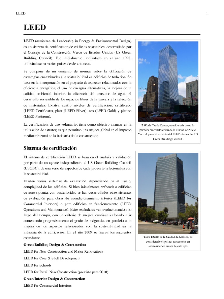 Certificacion Leed | PDF | Liderazgo en Energía y Diseño Ambiental ...