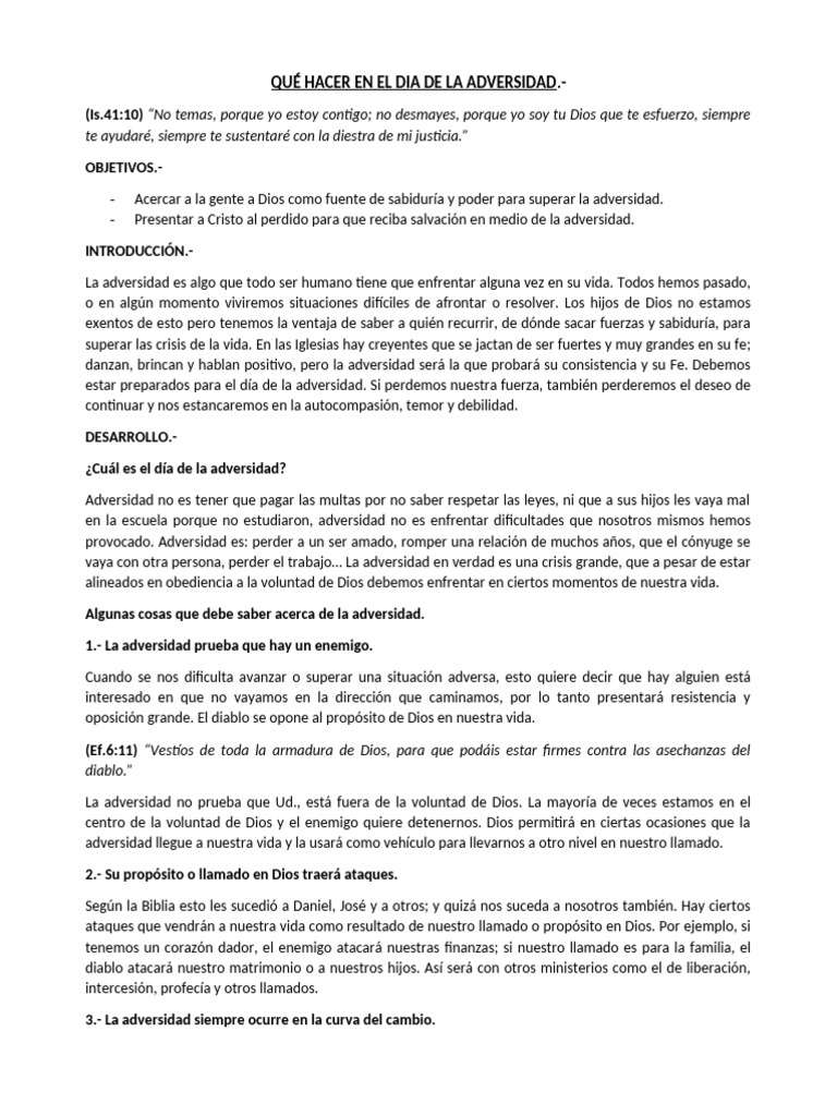 Superando el Día de la Adversidad | PDF | Dios | Fe