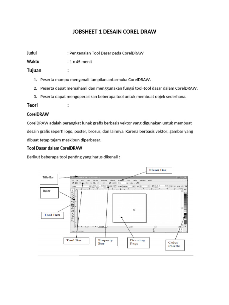 Jobsheet 1 - Pengenalan Tools Dasar Corel Draw | PDF
