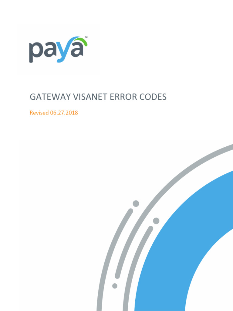 Visanet Gateway Error Codes Overview | PDF | Credit Card | Personal ...