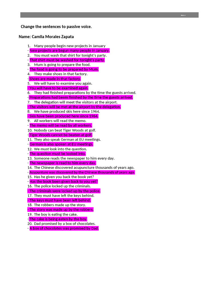 Passive Voicegroup Work | PDF