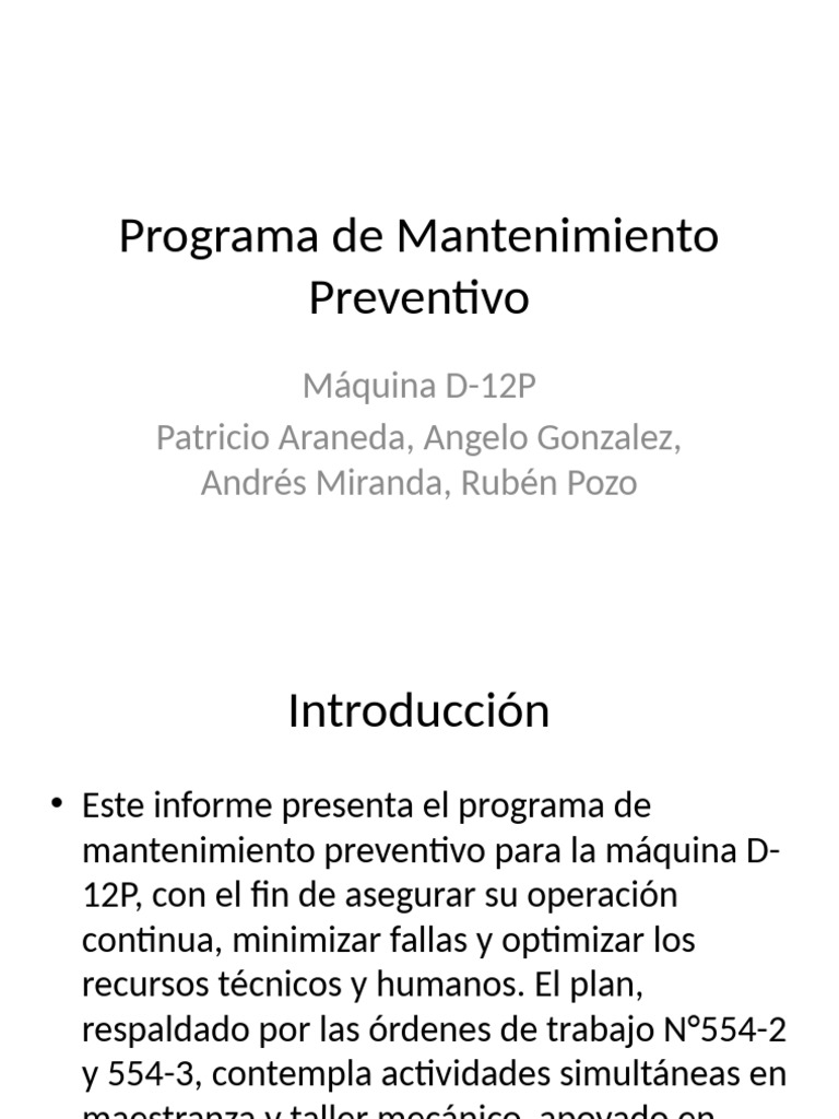 Presentacion Mantenimiento D12P Actualizada | PDF