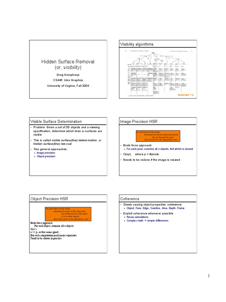Hidden Surface Removal (Or, Visibility) | PDF | Computer Graphics ...