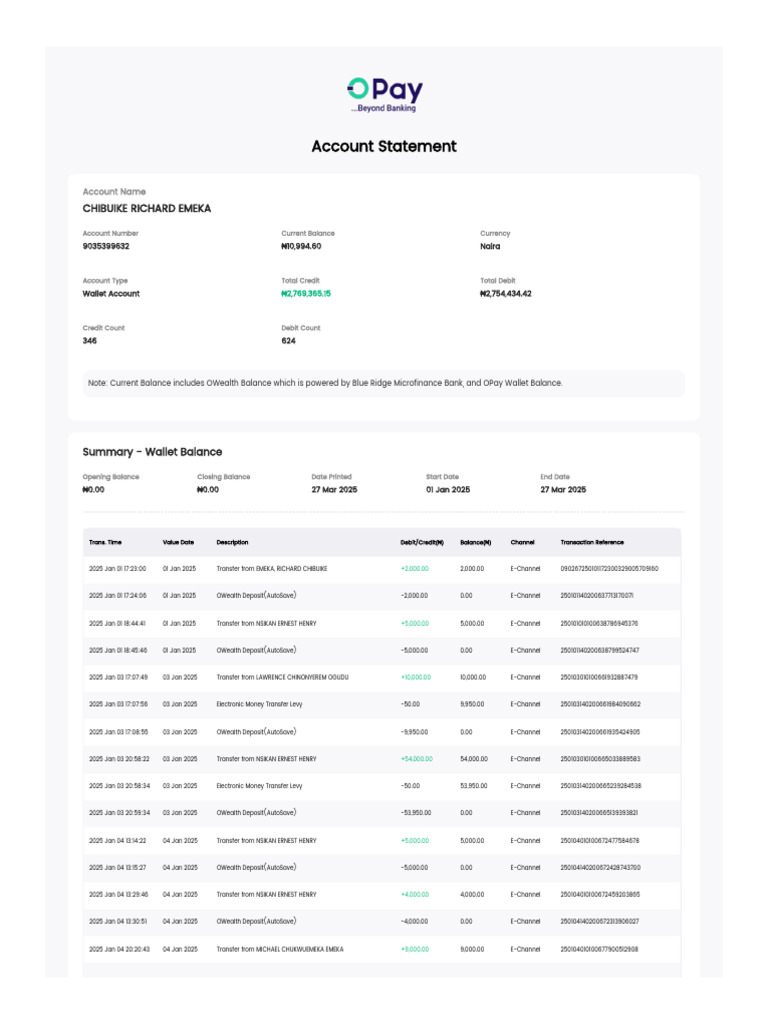 Account Statement: Chibuike Richard Emeka | PDF | Deposit Account ...