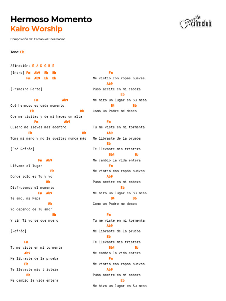 Hermoso Momento: Letra y Acordes | PDF