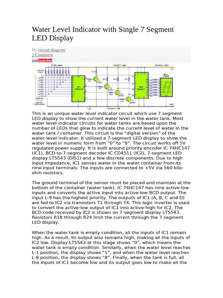 Water Level Indicator with Single 7 Segment LED Display | PDF
