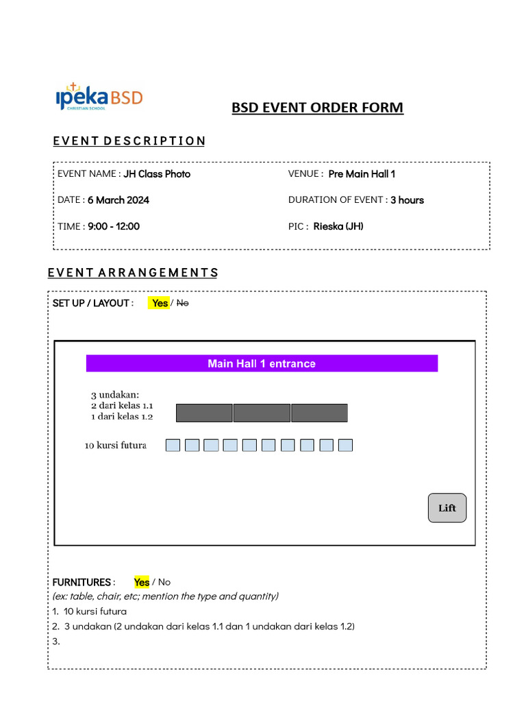 JH Class Photo EVENT ORDER FORM Template | PDF