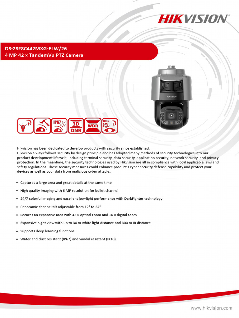 Hikvision DS-2SF8C442MXG-ELW/26 Overview | PDF | Field Of View | Digital Zoom