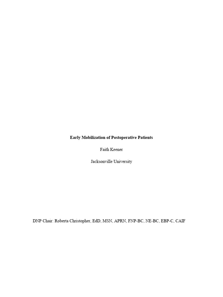Early Mobilization in Postoperative Care | PDF | Surgery | Neurosurgery