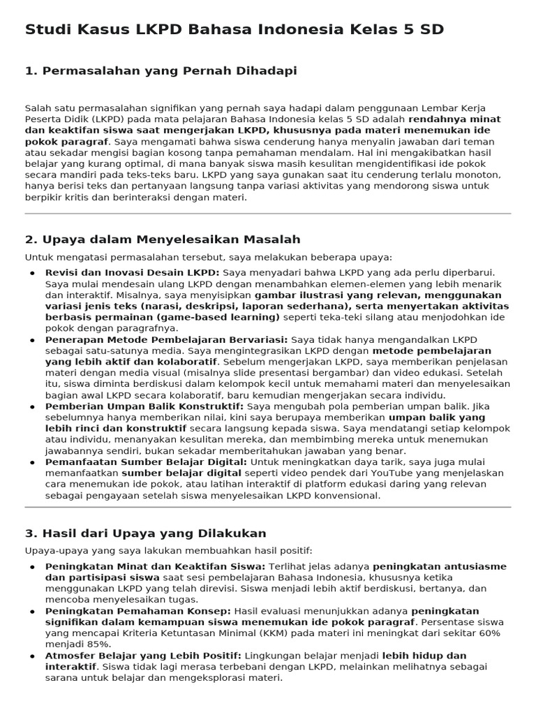 Inovasi LKPD untuk Kelas 5 SD | PDF