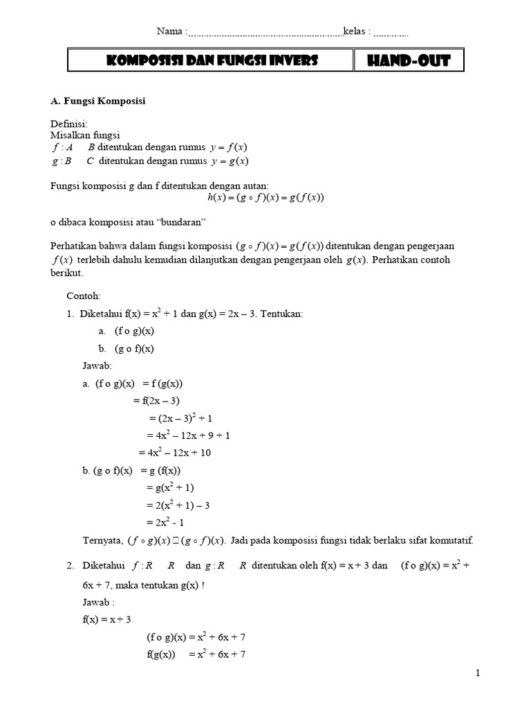 Fungsi Komposisi Dan Fungsi Invers | PDF