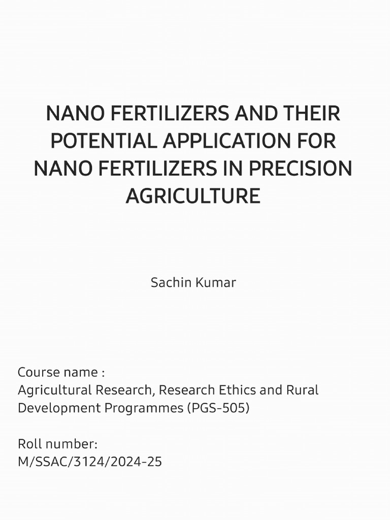 Nanofertilizers in Precision Agriculture | PDF