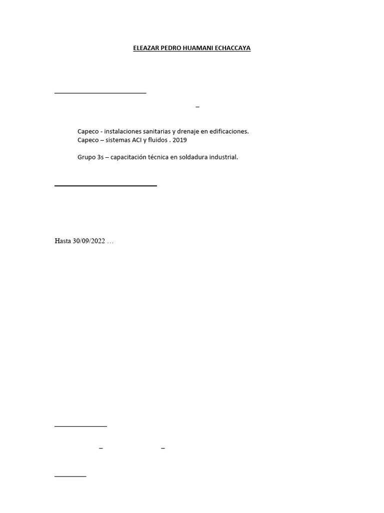 CV Eleazar 2024 Actualiza Do | PDF | Plomería | Ingeniería hidráulica