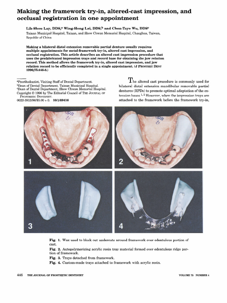 Making The Framework Try-In, Altered Cast Impression, and Occlusal ...