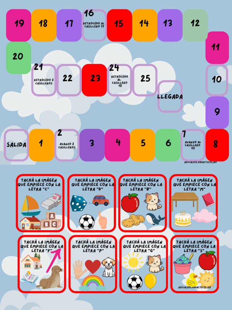 Tablero Conciencia Fonologica | PDF | Juegos de habilidad mental ...