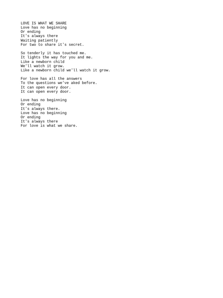 Love Is What We Share | PDF