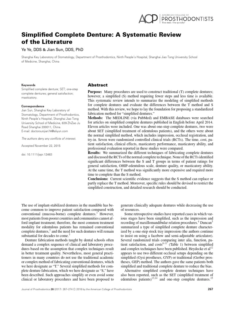 Simplified Complete Denture Review | PDF | Dentures | Prosthodontics