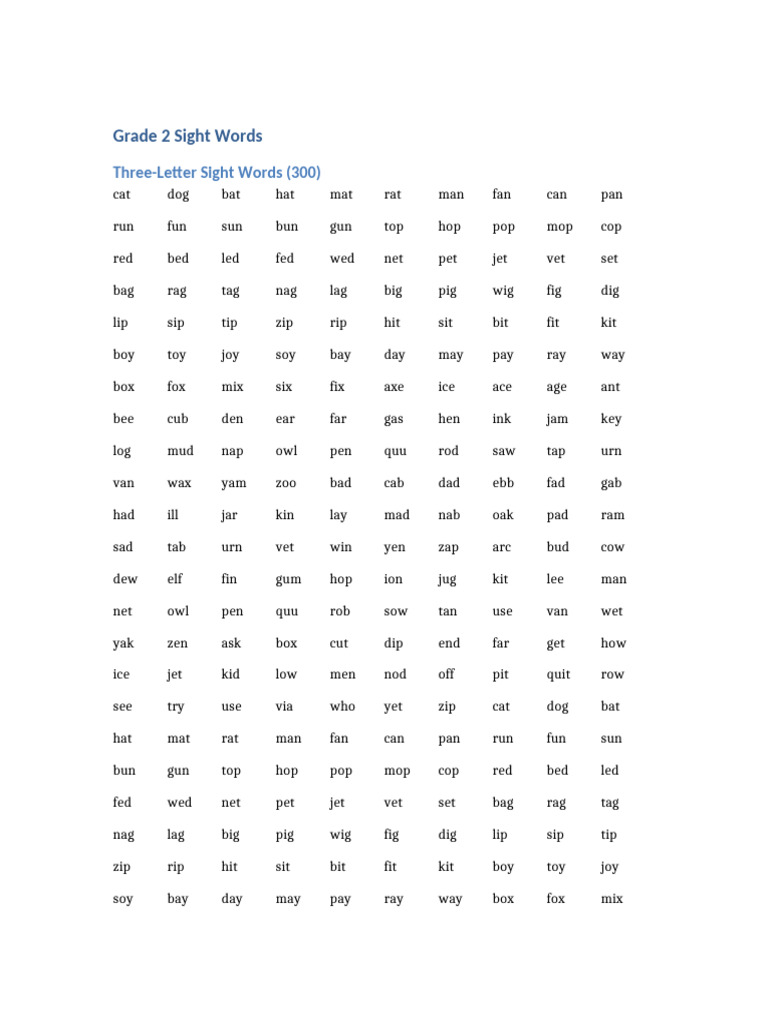 Grade 2 Sight Words List | PDF