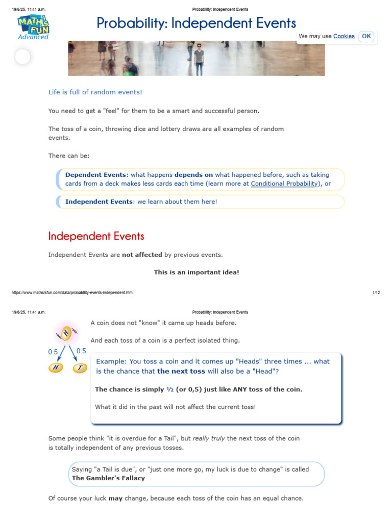 Probability - Independent Events | PDF | Probability | Randomness