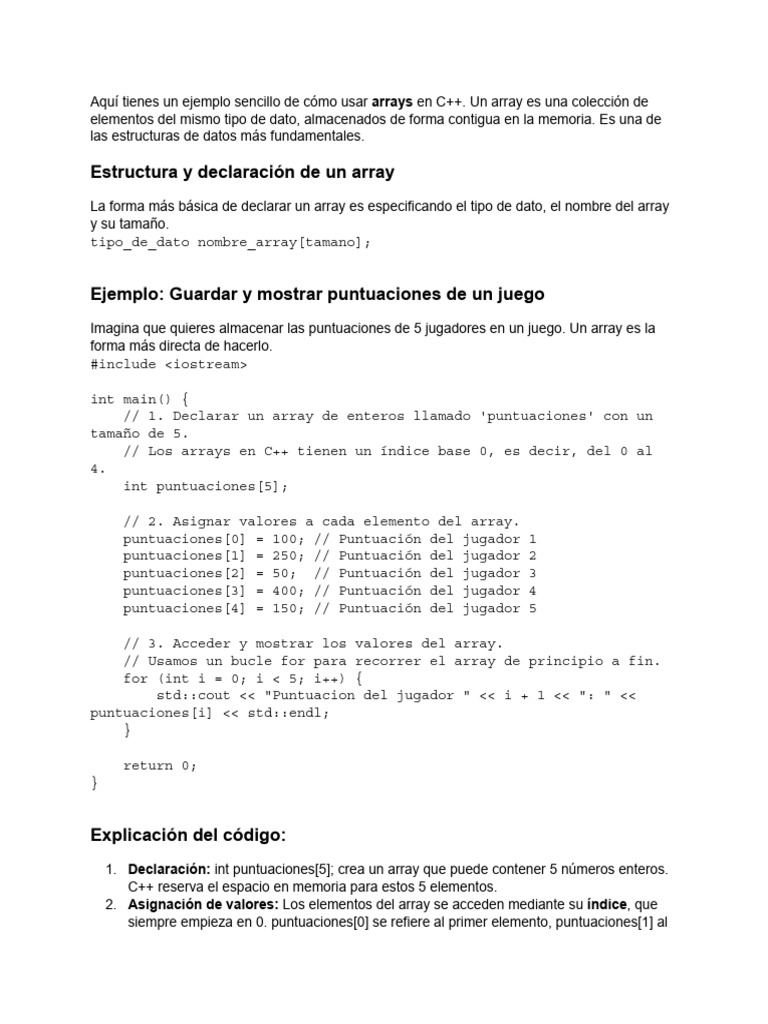Un ejemplo de arrays en c--, sencillo por favor | PDF