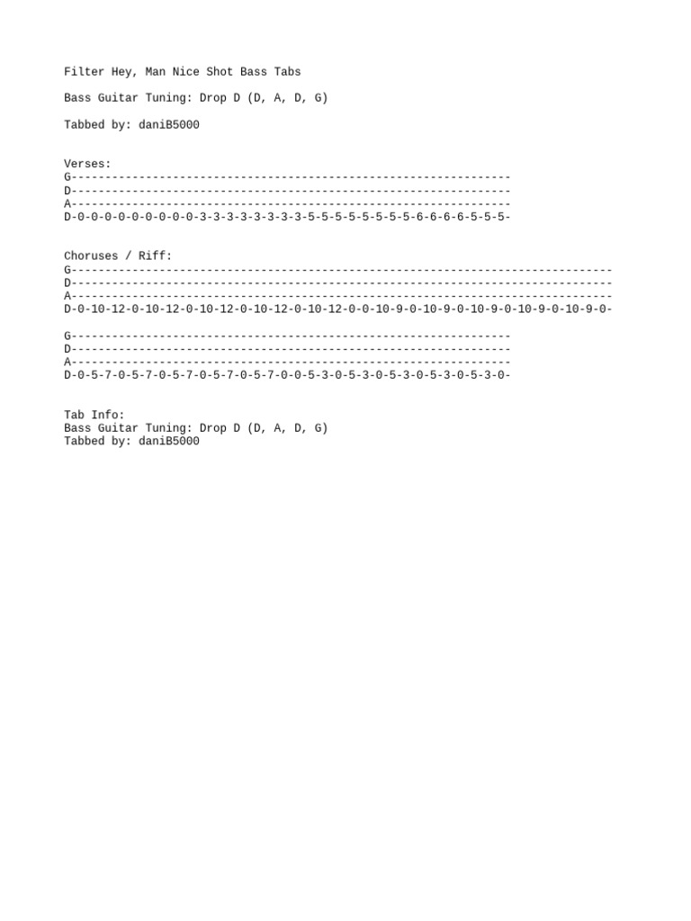 Hey, Man Nice Shot Bass Tabs | PDF