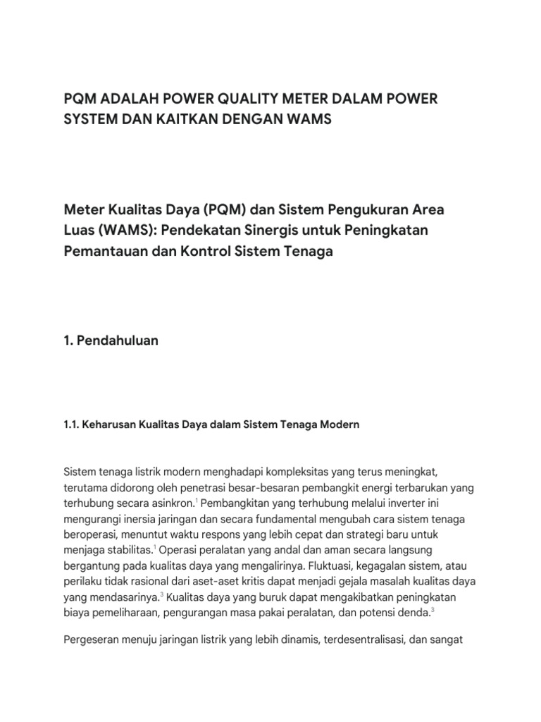 Integrasi PQM Dan WAMS | PDF