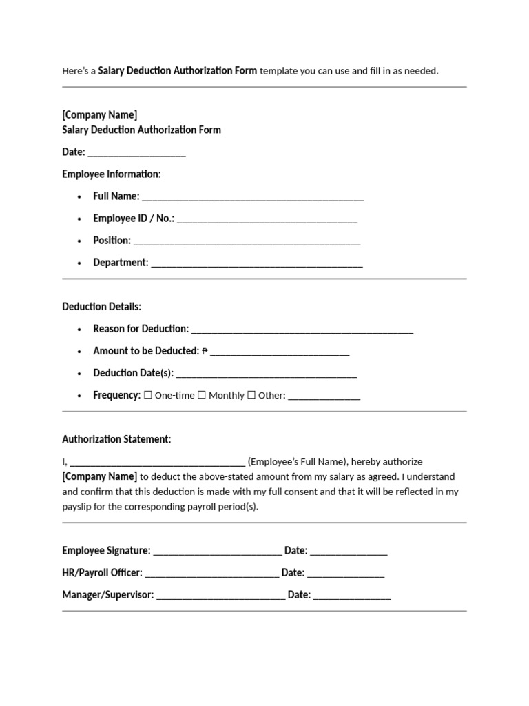 Salary Deduction Form | PDF