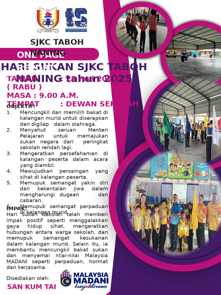 Laporan Hari Sukan SJKC Taboh 2025 | PDF