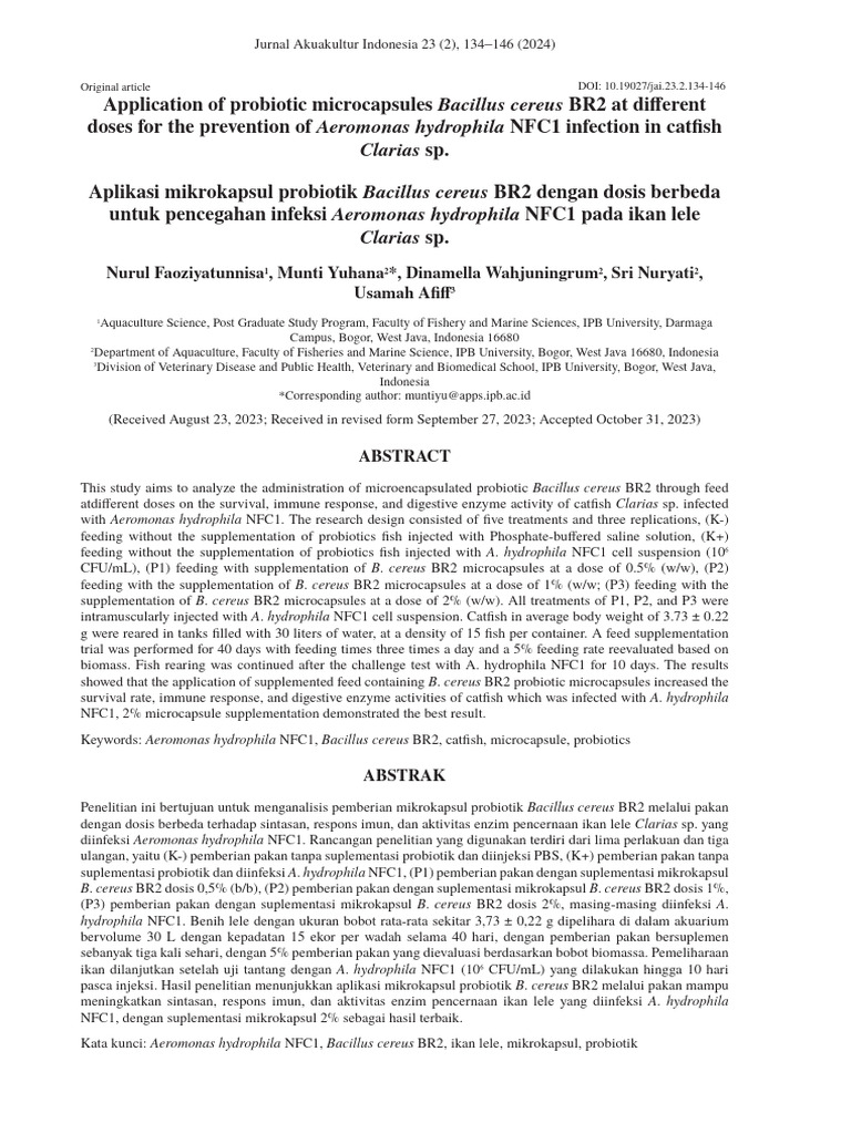 Probiotic Microcapsules for Catfish Health | PDF | Probiotic | Bacteria