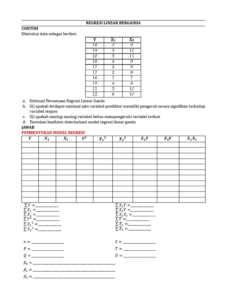 Regresi Linear Ganda - Contoh | PDF