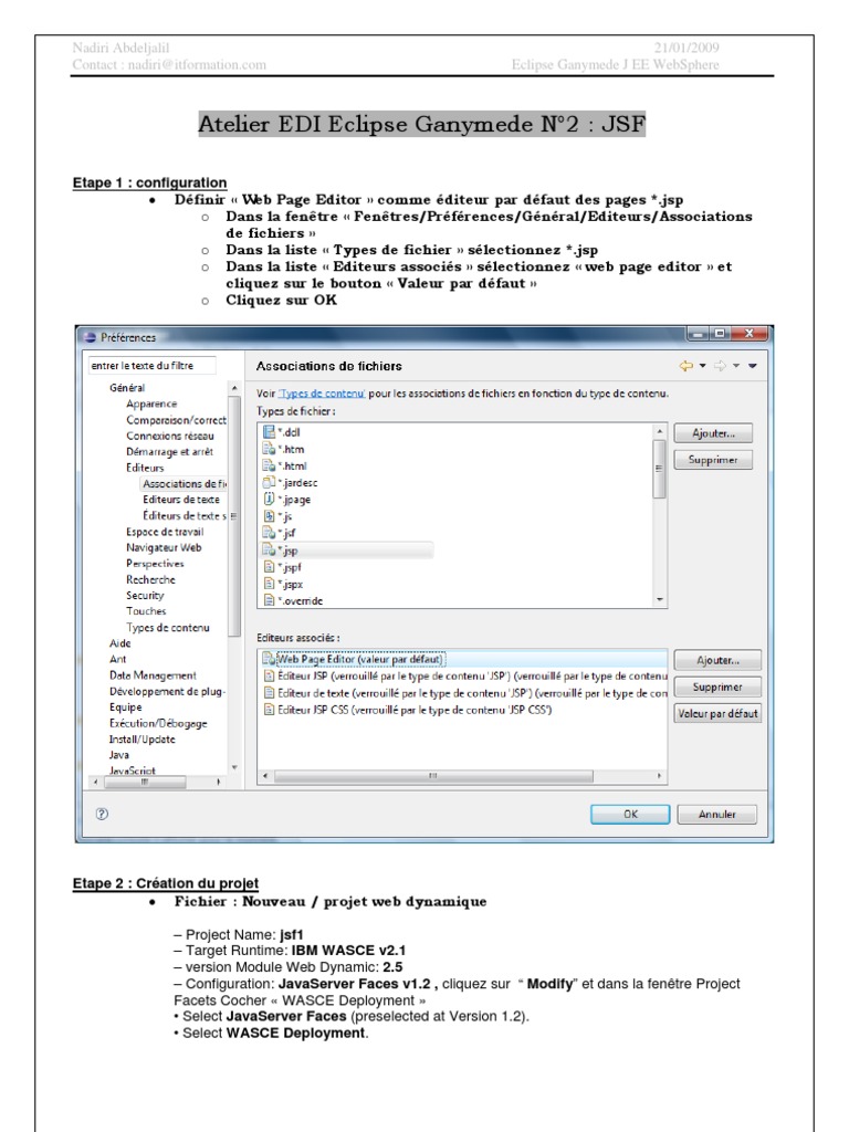 Atelier JSF avec Eclipse Ganymede | PDF | JavaServer Pages | Eclipse (Logiciel)