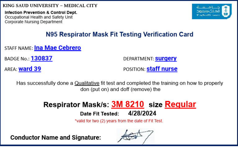 130837 - N95 Fit Test (1) | PDF