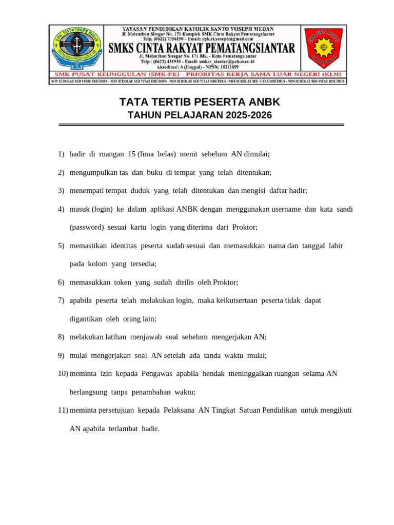 Tata Tertib ANBK 2025-2026 | PDF