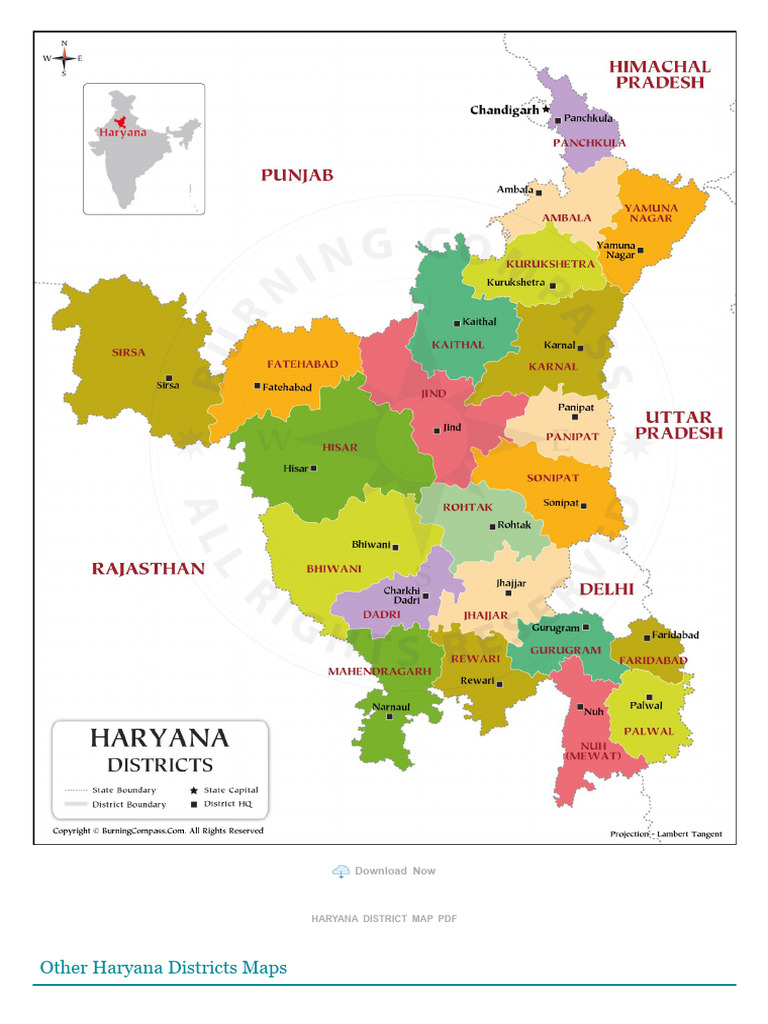 Haryana District Map HD - 100149 | PDF