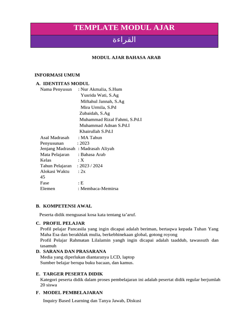 Modul Ajar Bimtek | PDF