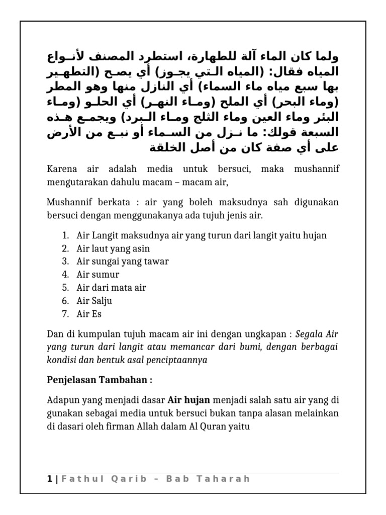 7 Jenis Air untuk Bersuci | PDF
